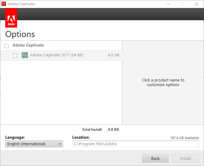 Installing Adobe Captivate (2017 release)